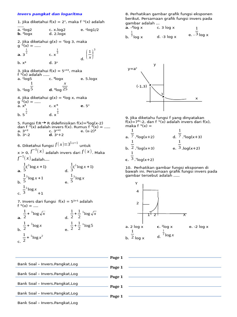 Fungsi Invers Pangkat And Log Pdf