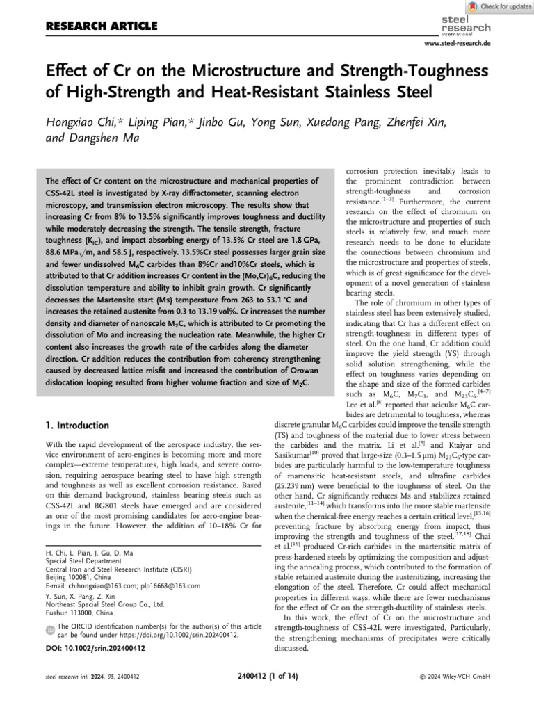 Chromium's Impact on CSS-42L Steel Properties | PDF | Steel | Strength ...