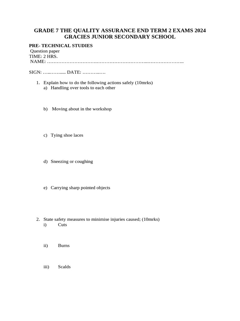 Pre Tech Exam | PDF
