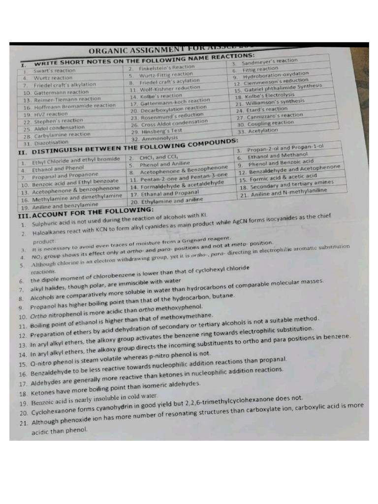 Chemistry Assignment Organic | PDF