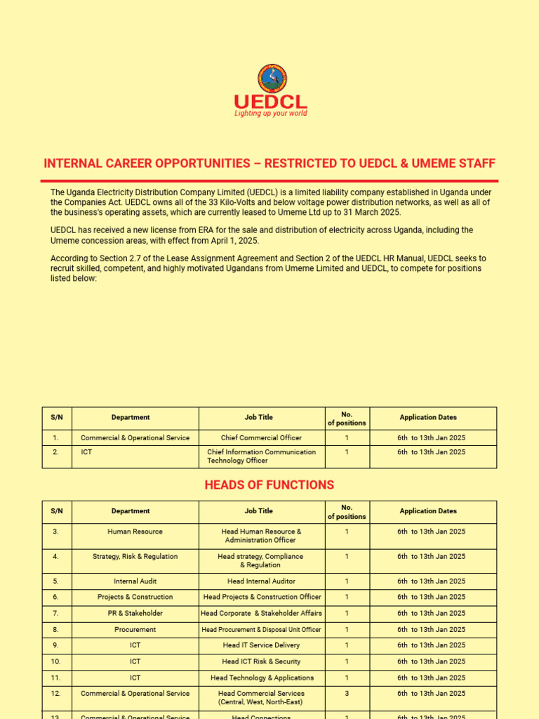 Internal Job Ads 25 Uedcl | PDF | Internal Audit | Audit
