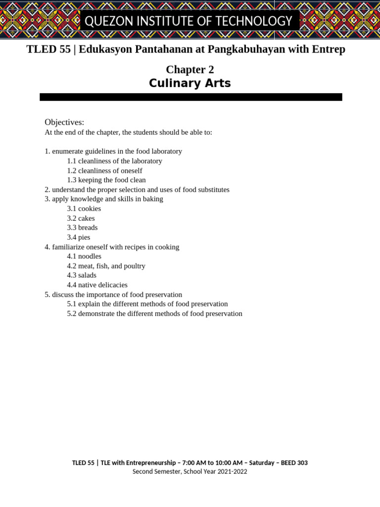Culinary Arts: Baking & Food Safety Guide | PDF | Breads | Curing (Food ...