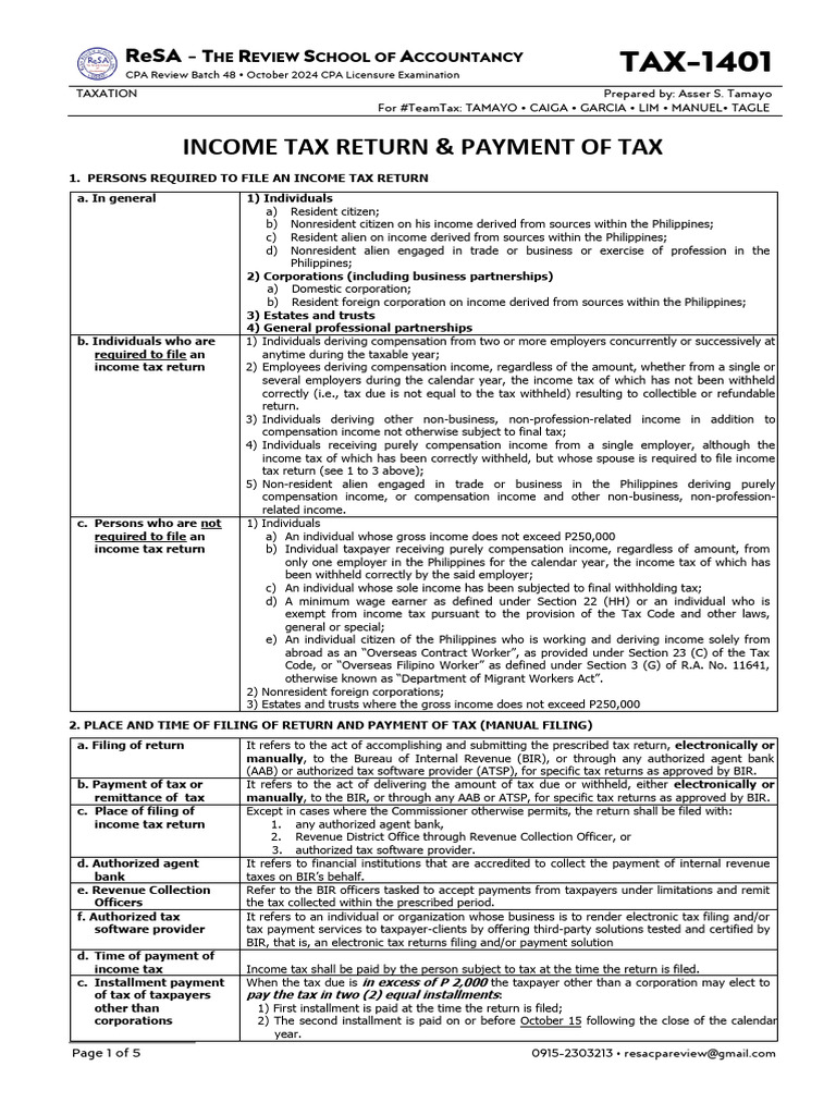 CPA Exam Taxation Guide 2024 | PDF | Taxes | Income Tax