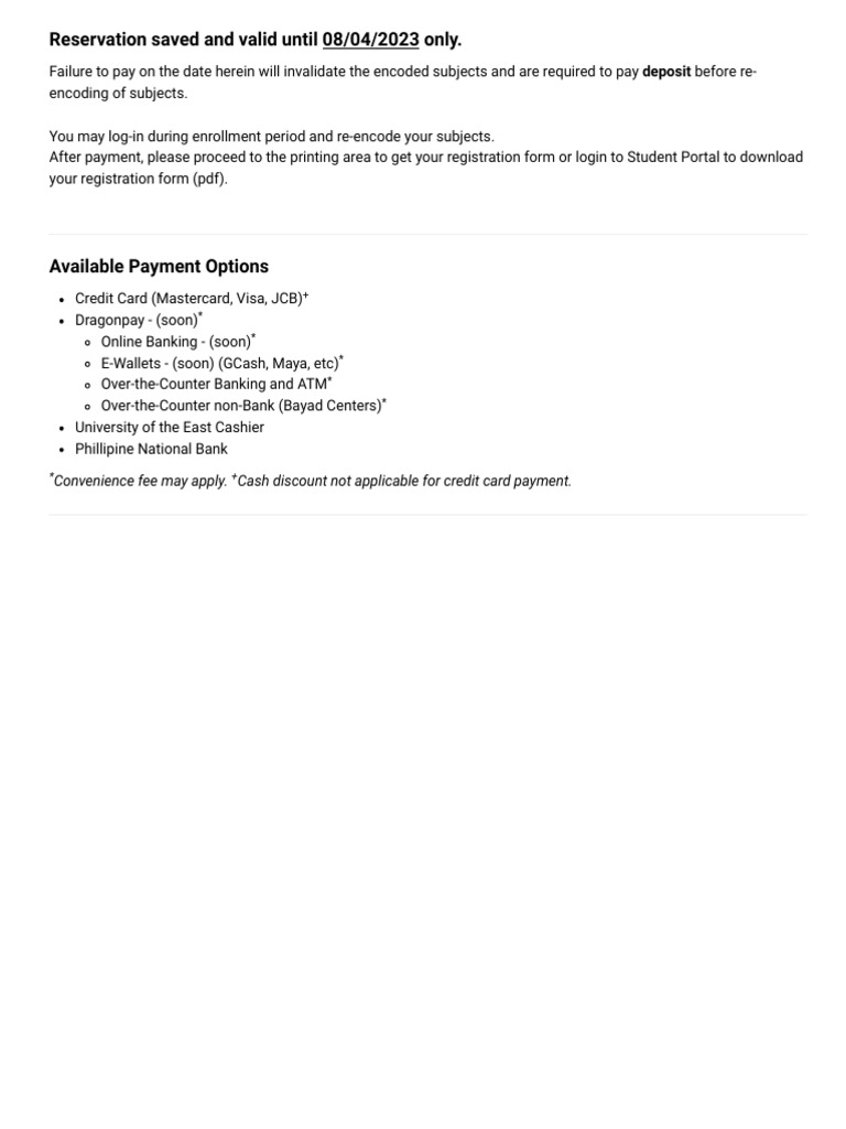 University Enrollment Payment Instructions | PDF | Fee | Payments