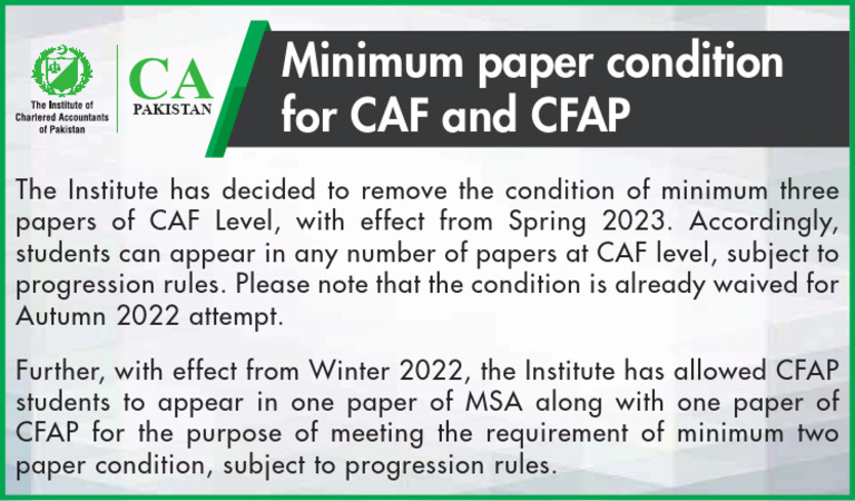 Minimum Paper Condition For CAF and CFAP | PDF