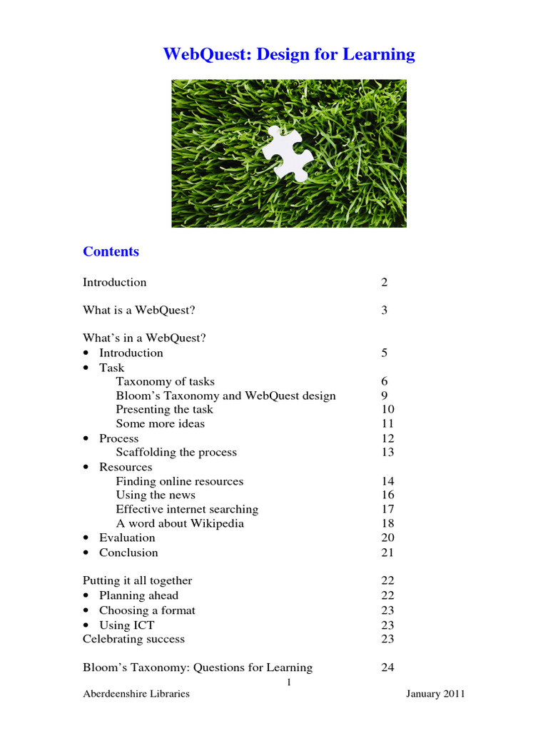 WebQuest Design For Learning | PDF | Educational Technology