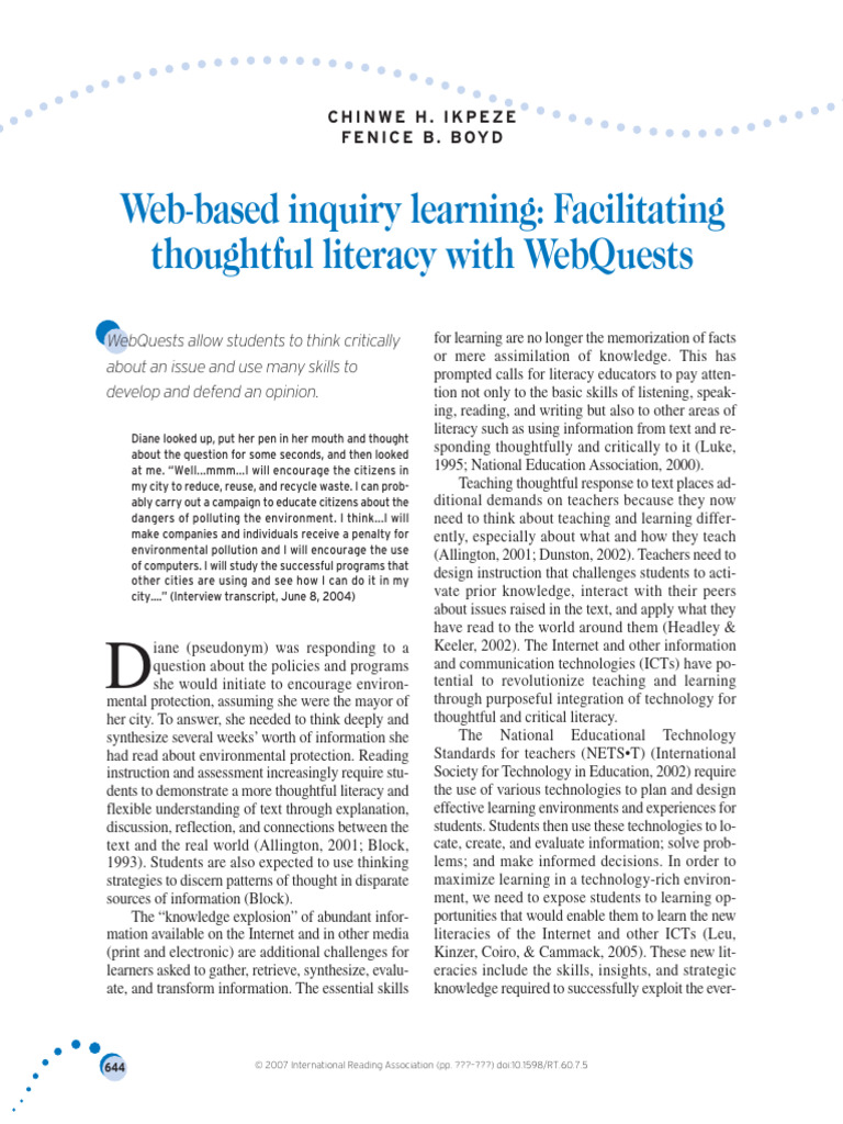 Ikpeze Web+Based+Inquiry+Learning | PDF | Learning | Teachers