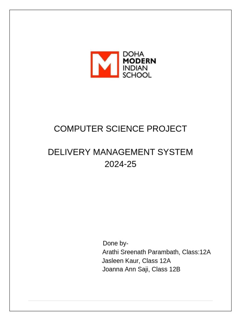 COMPUTER SCIENCE PROJECT Class 12 | PDF | Databases | My Sql