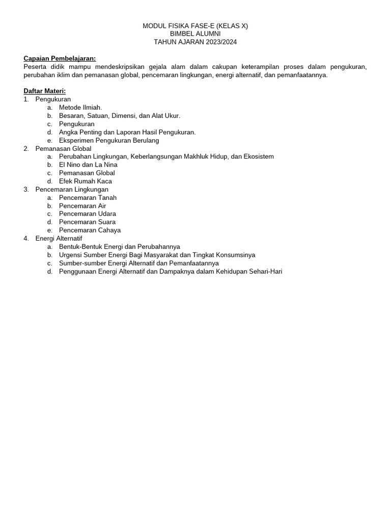 Modul Fisika Kelas 10 Kumer | PDF