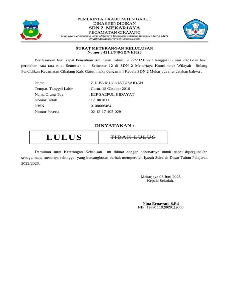 Format Kelulusan 2020 - 2021 | PDF