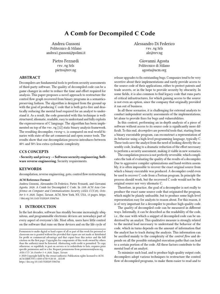 A Comb for Decompiled C Code | PDF | Control Flow | Computer Programming