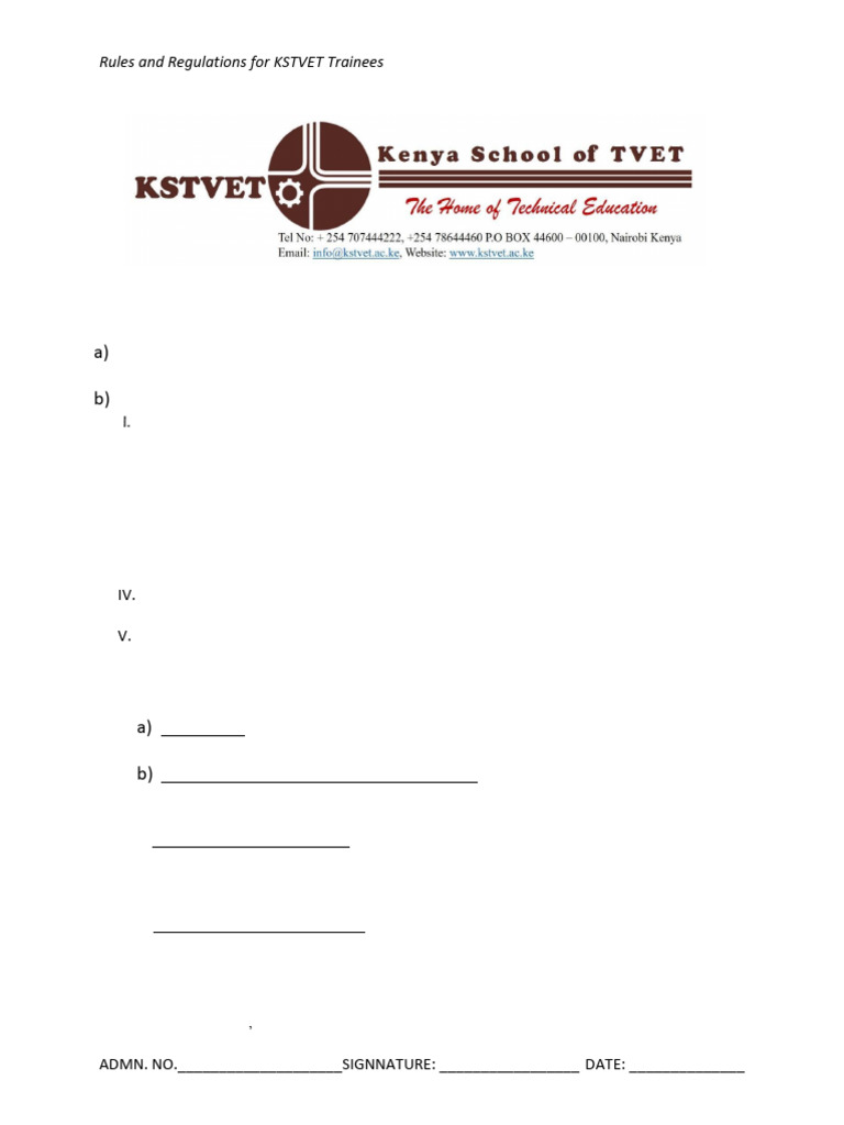 KSTVET Trainee Rules and Regulations | PDF | Justice | Crime & Violence