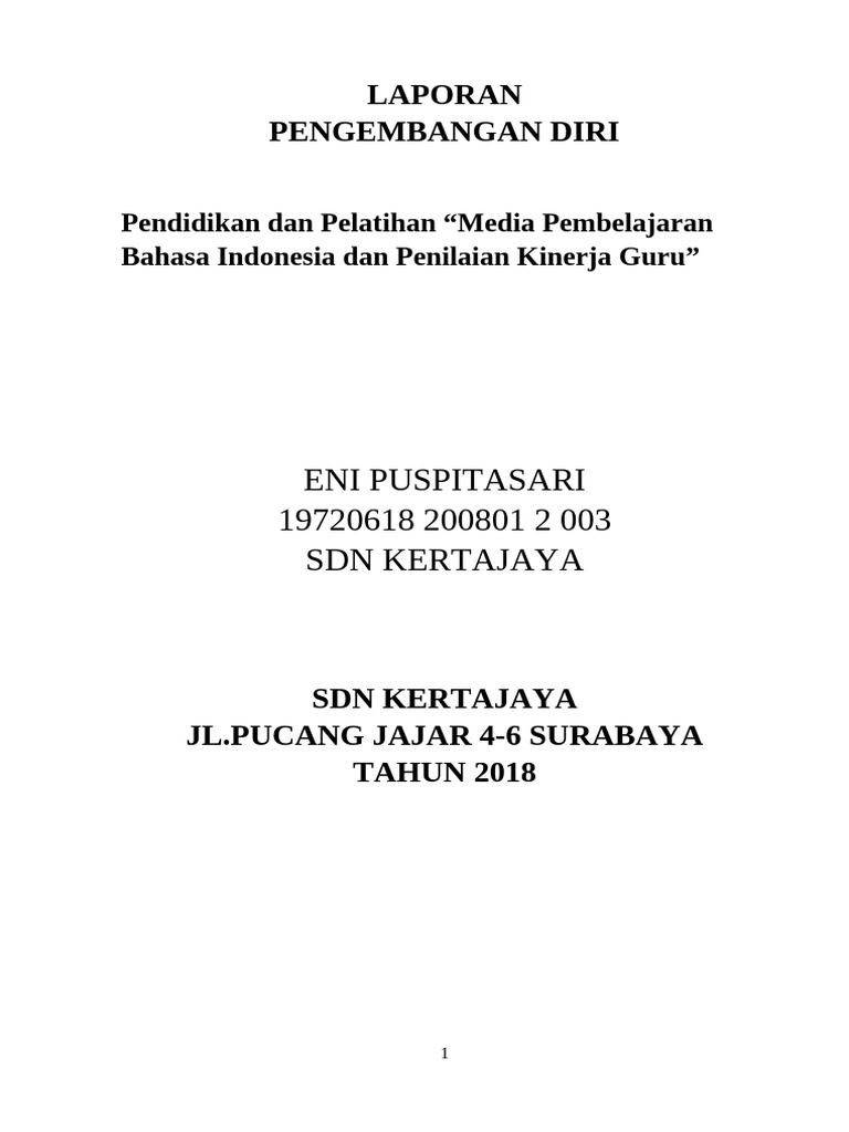 Eni Laporan PD Pgri PKG Baru | PDF