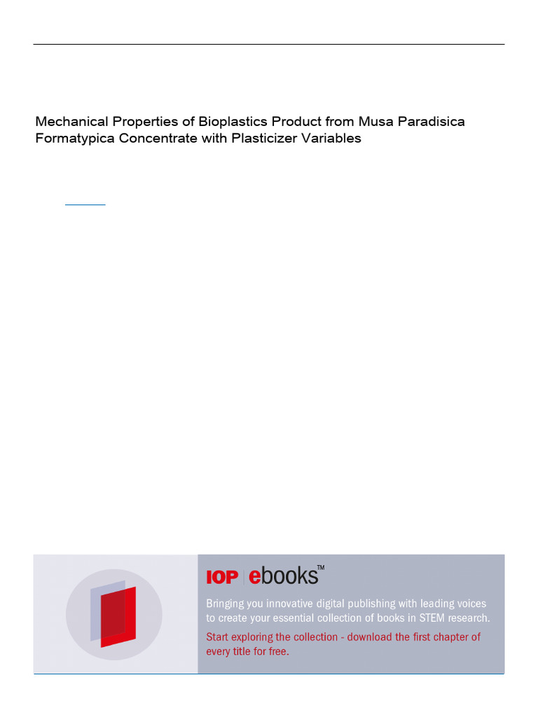 Bioplastics from Musa Paradisica Study | PDF | Ultimate Tensile ...
