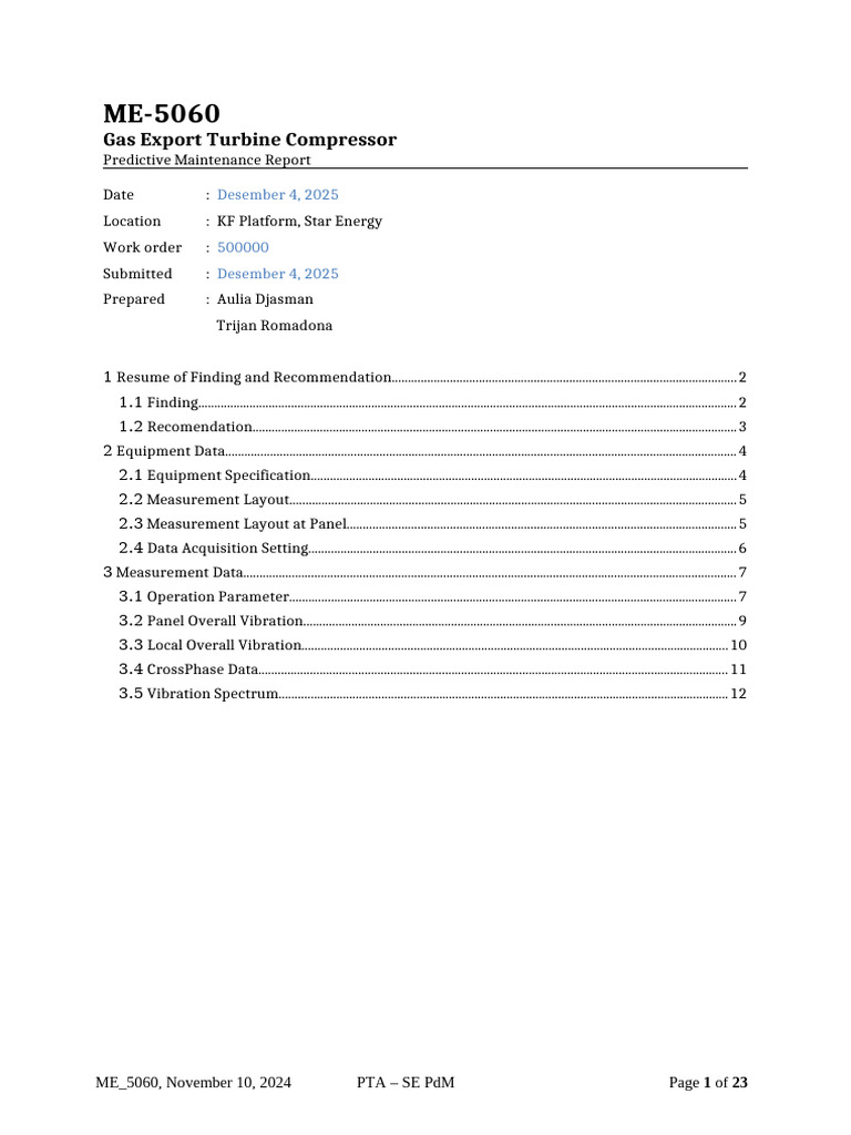 Gas Turbine Compressor Maintenance Report | PDF | Pump | Gear