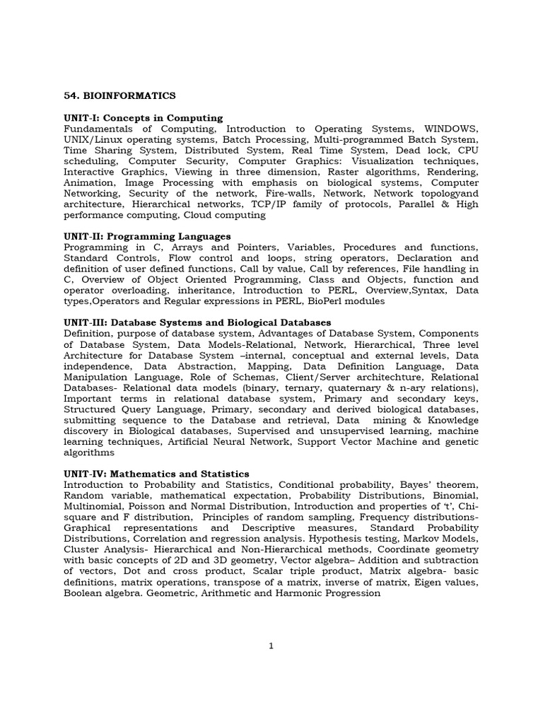 ASRB Bioinformatics Syllabus | PDF | Proteins | Bioinformatics