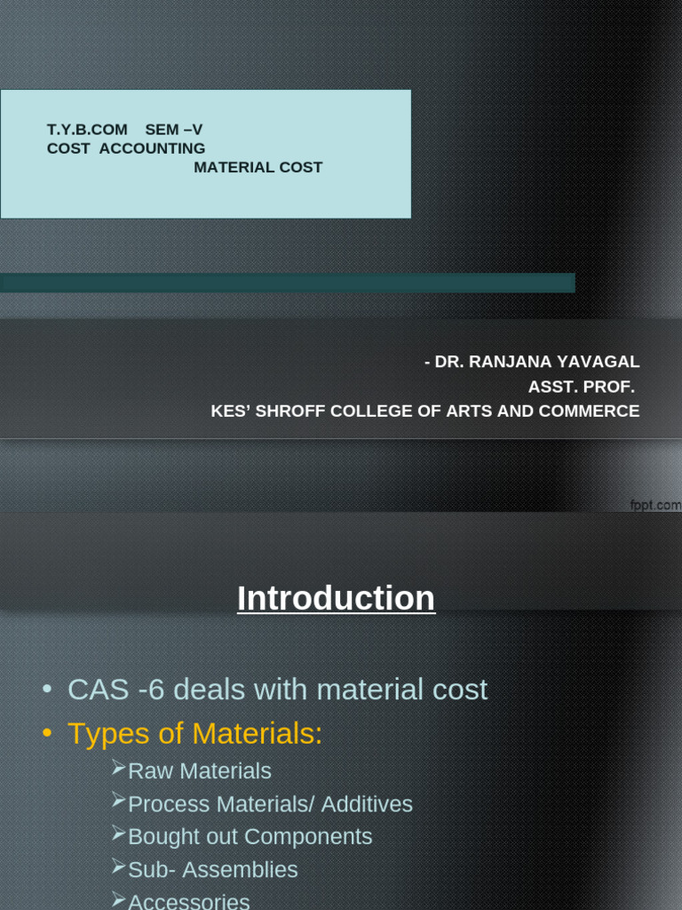 Material Cost Control in Accounting | PDF