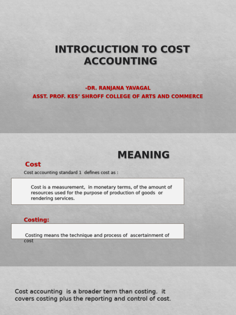 INTRO TO COST ACCOUNTING [Autosaved] | PDF