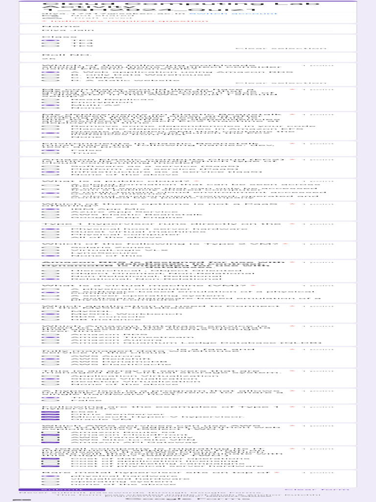 Cloud Computing Lab Activity 1_SH2024_Quiz1 | PDF | Cloud Computing | Virtualization