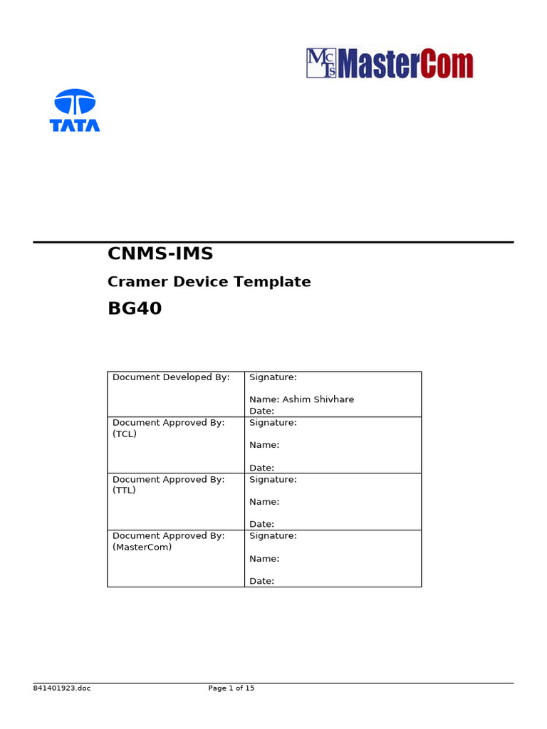 CNMS-TTSL-IMS-DeviceTemplate-ECI BG-40-15th September (Sushma) | PDF ...