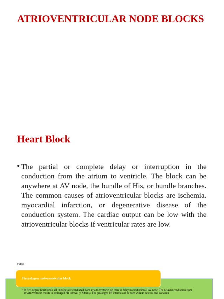Atrioventricular Node Blocks PPT Seminar | PDF | Heart | Atrium (Heart)