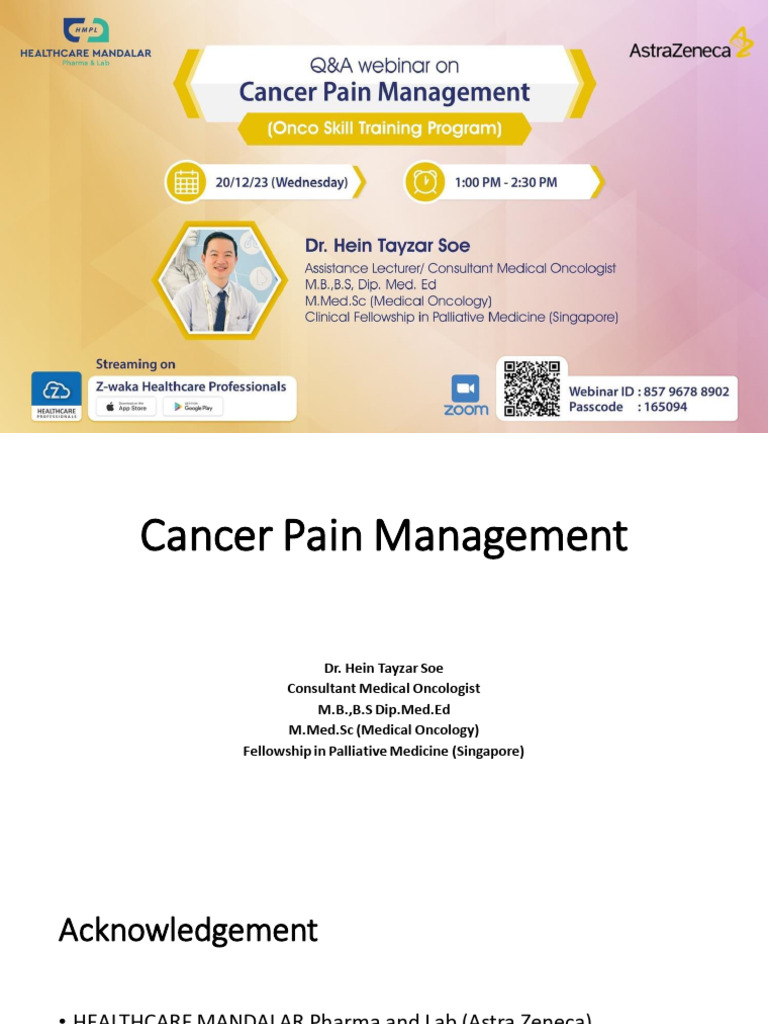 Cancer Pain Management by Dr. HTZS | PDF | Pain | Pain Management