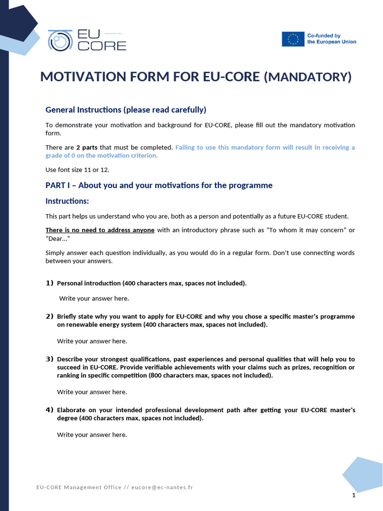 motivation template for students EUCORE | PDF | Engineering | Computing