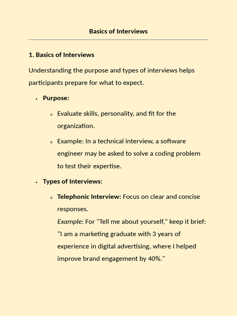 Basics of Interviews preparation pdf | PDF | Leadership | Body Language