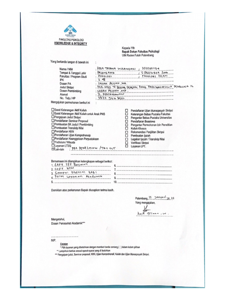 Form Pra Penelitian | PDF
