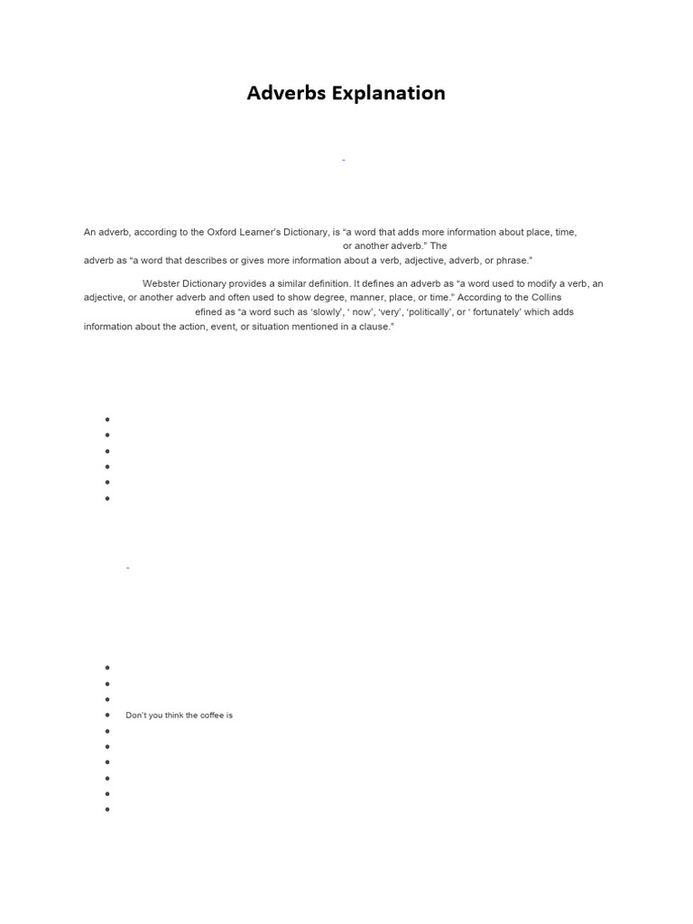 Adverbs Explanation | PDF | Adverb | Adjective