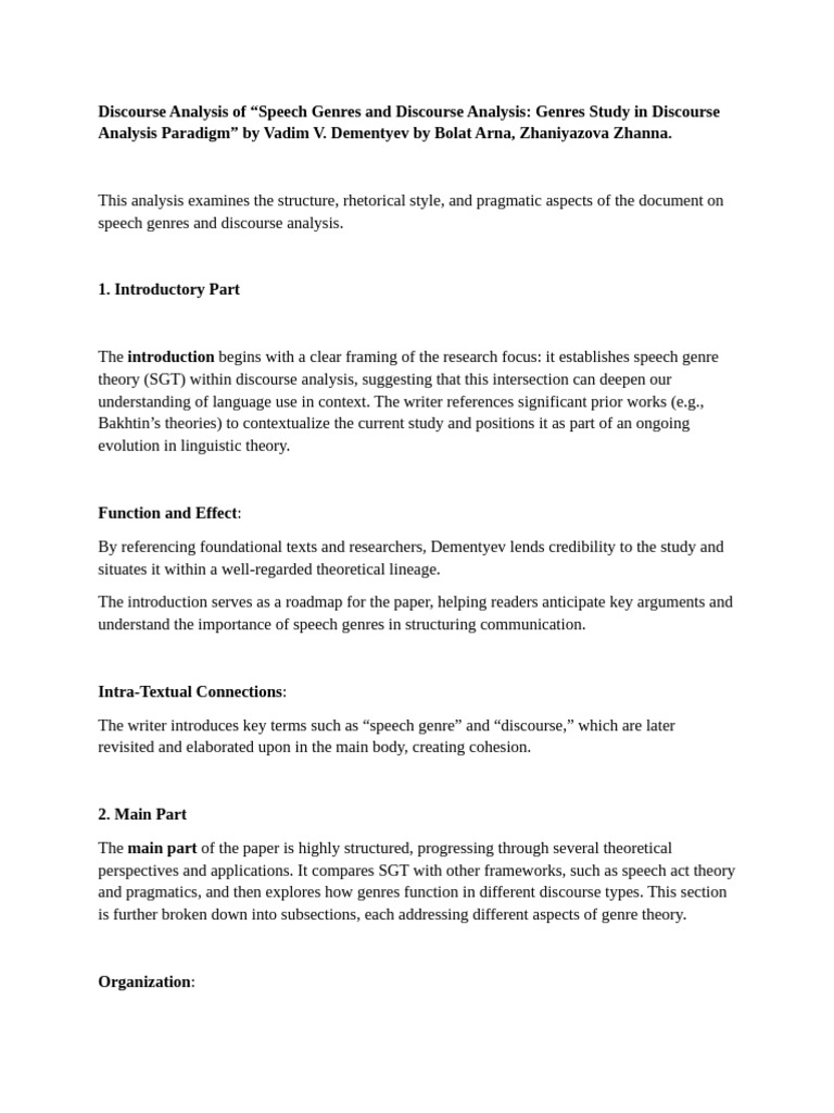 Discourse Analysis of | PDF | Discourse | Linguistics
