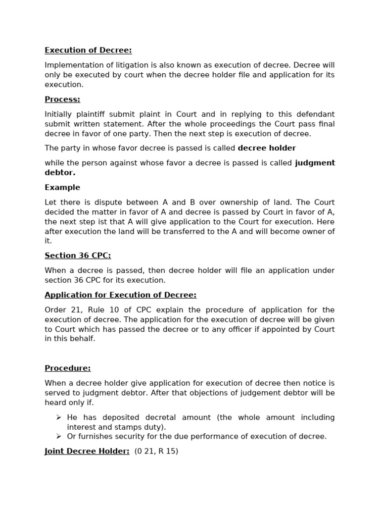 Execution of Decree Final Notes | PDF | Judgment (Law) | Appeal