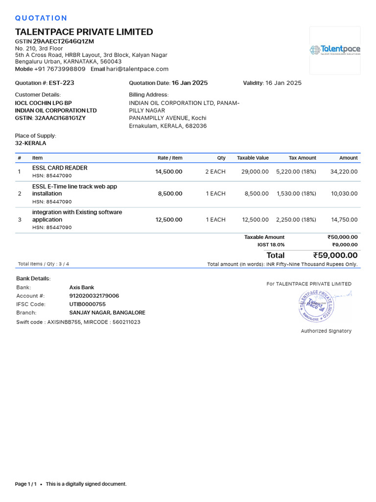Est-223 - Iocl Cochin LPG BP | PDF | Payments | Economy Of India