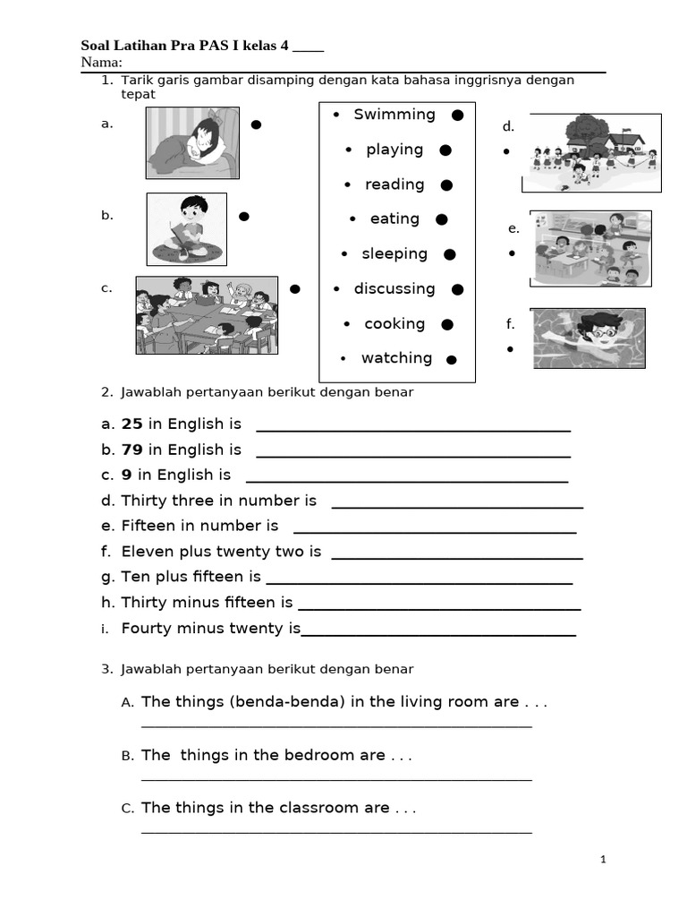 Latihan Soal Pra PAS Kelas 4 | PDF | Room | Interior Design
