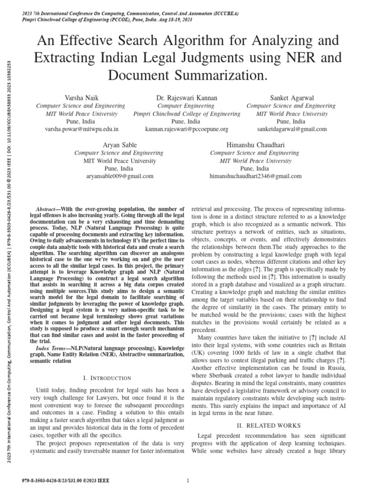 An Effective Search Algorithm For Analyzing and Extracting Indian Legal ...