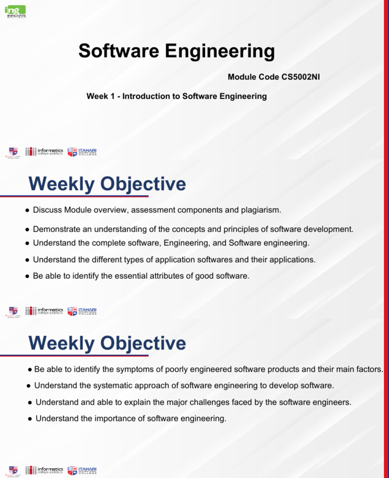 CS5002NI WK01 L IntroductiontoSoftwareEngineering 93444 | PDF | Application Software | Software