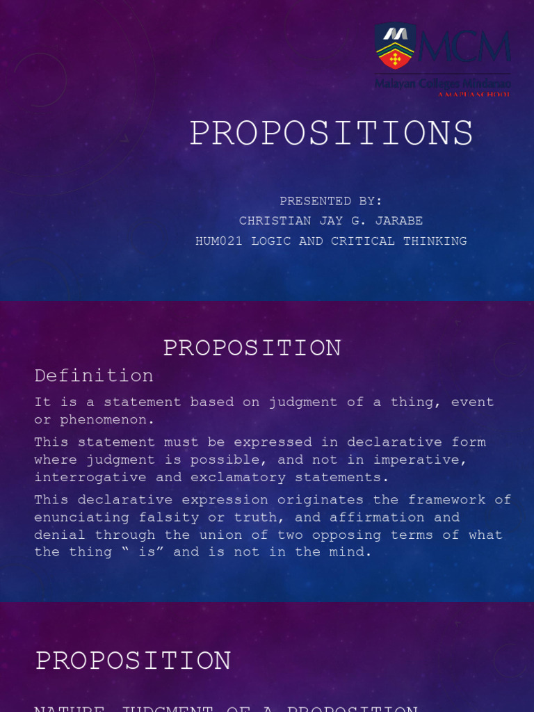 Propositions | PDF | Proposition | Existence
