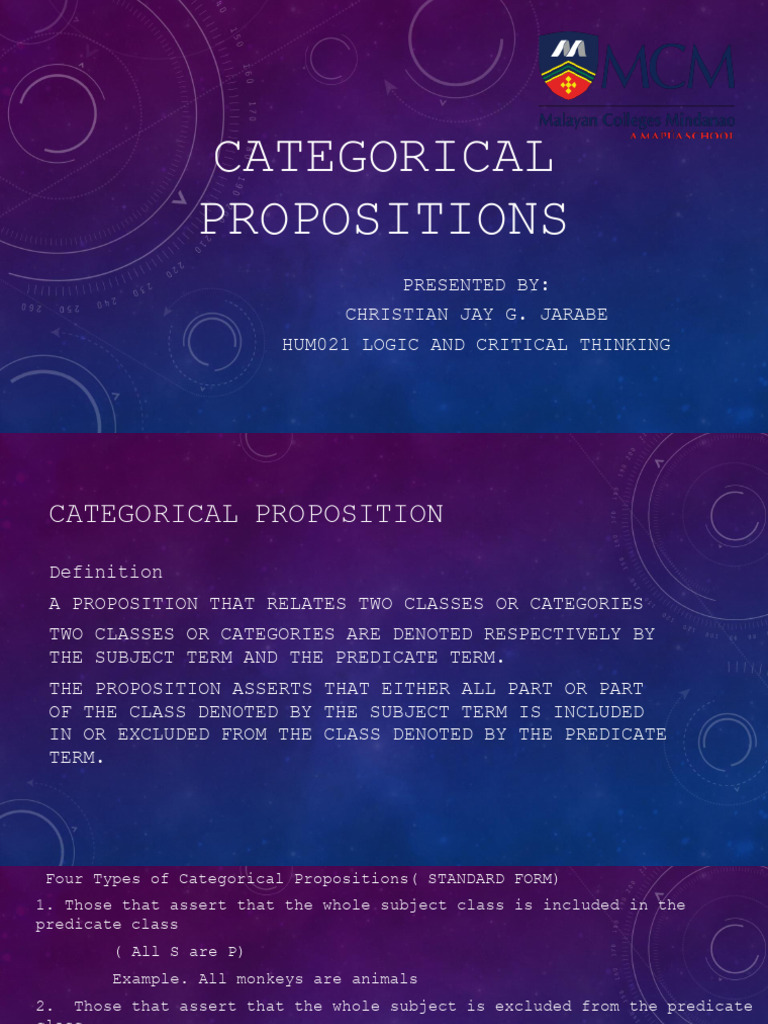 Understanding Categorical Propositions | PDF | Mathematical Logic | Logic