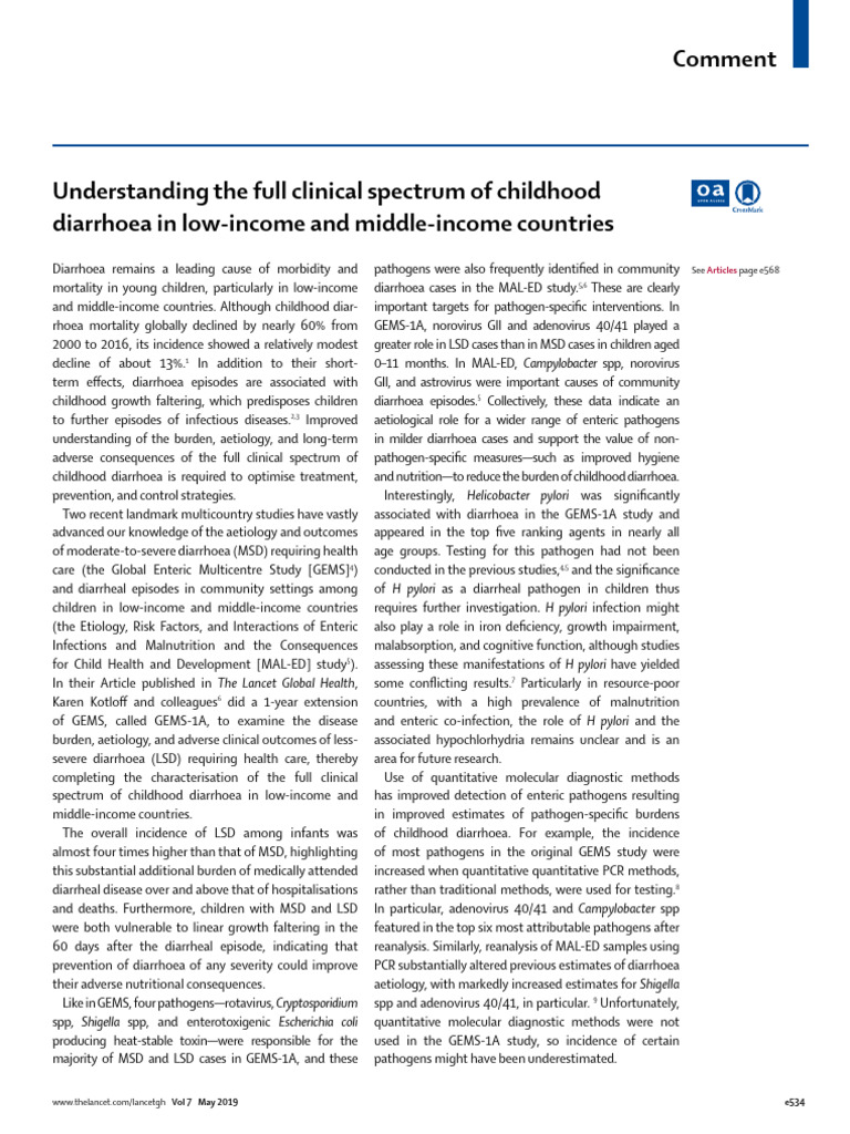 Understanding The Full Clinical Spectrum of Childh | PDF | Diarrhea ...