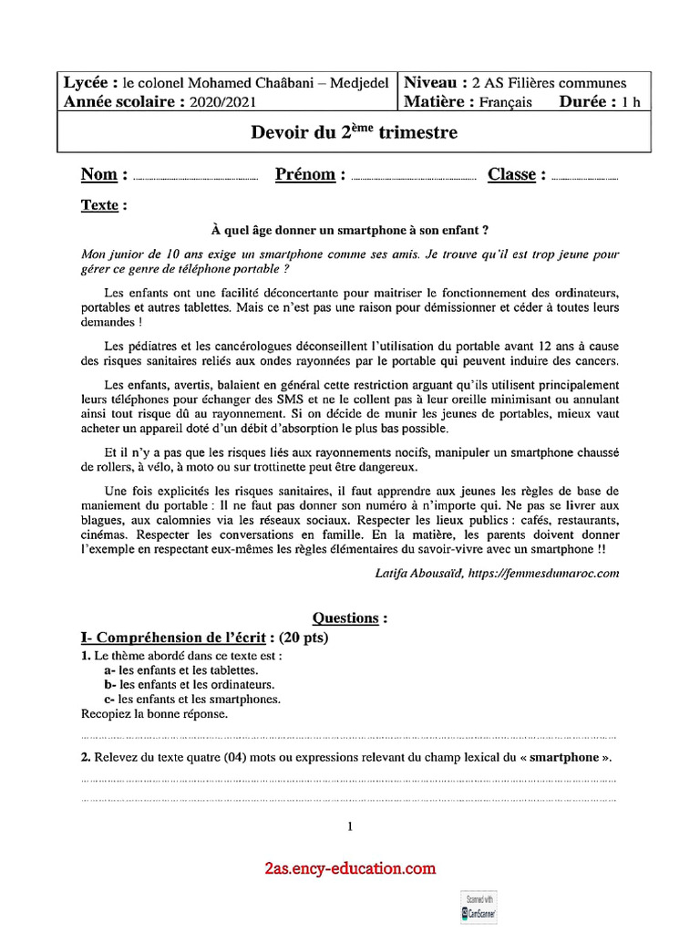 2as Devoir | PDF