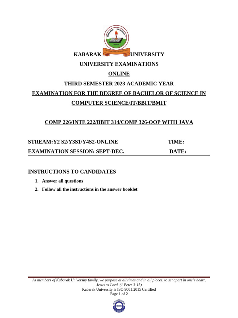 OOP with Java Exam 2023 | PDF