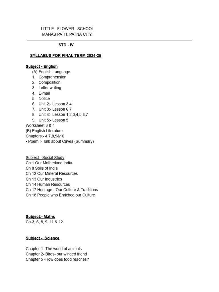 Final Term Syllabus 2024-25-2 | PDF
