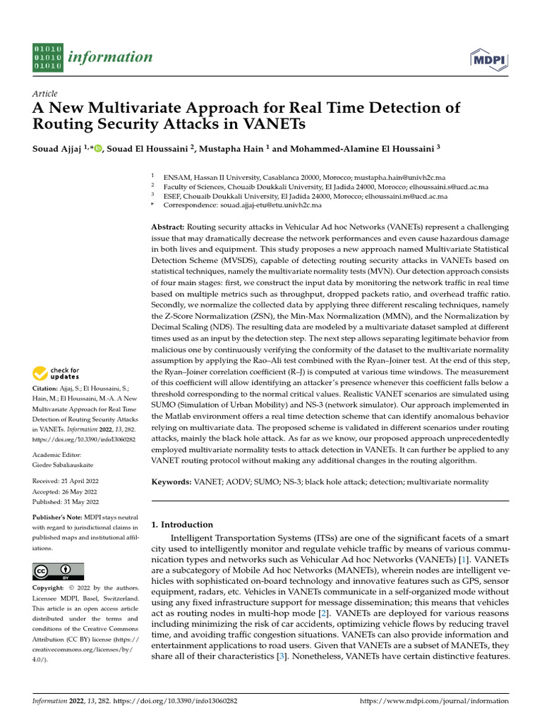 A New Multivariate Approach For Real Time Detectio | PDF | Routing ...