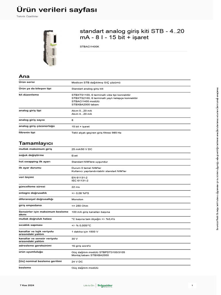 Schneider Electric - Advantys-STB - STBACI1400K | PDF