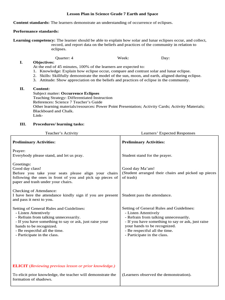 Grade 7 Science Eclipses | PDF | Solar Eclipse | Moon