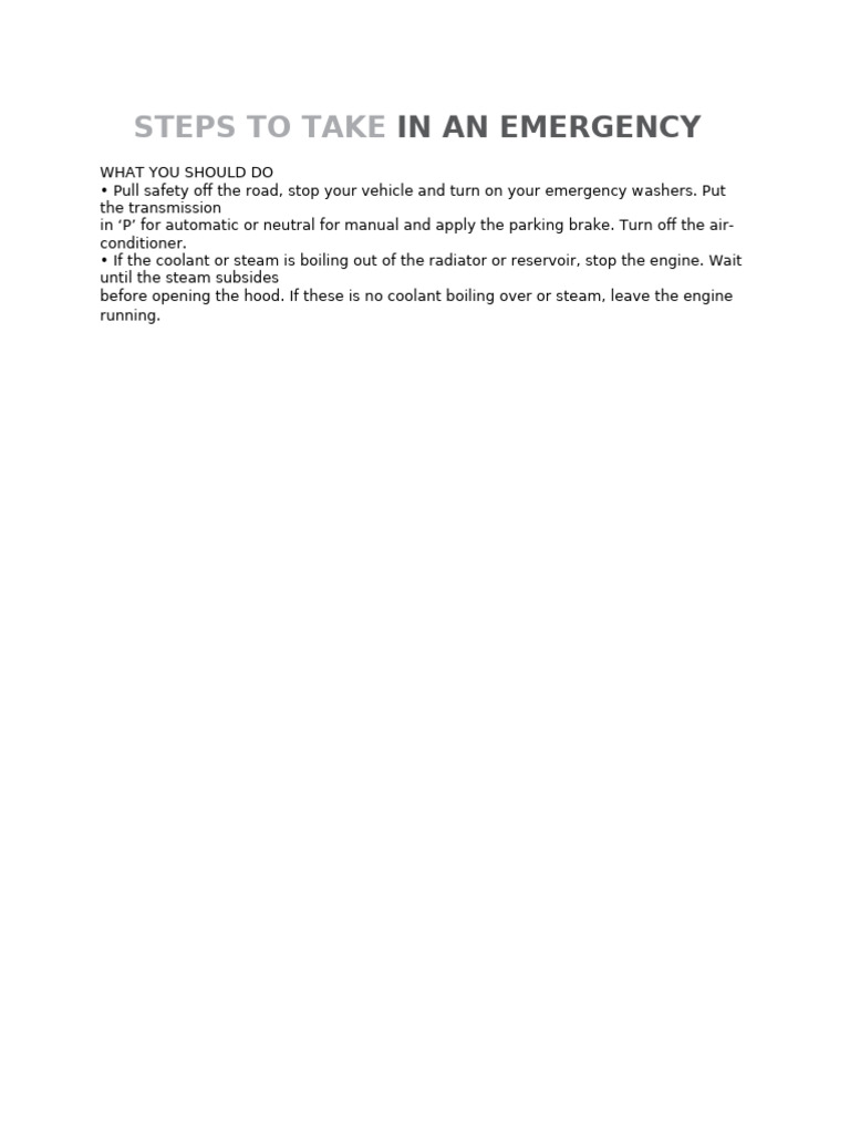 Steps To Take in An Emergency 4 | PDF