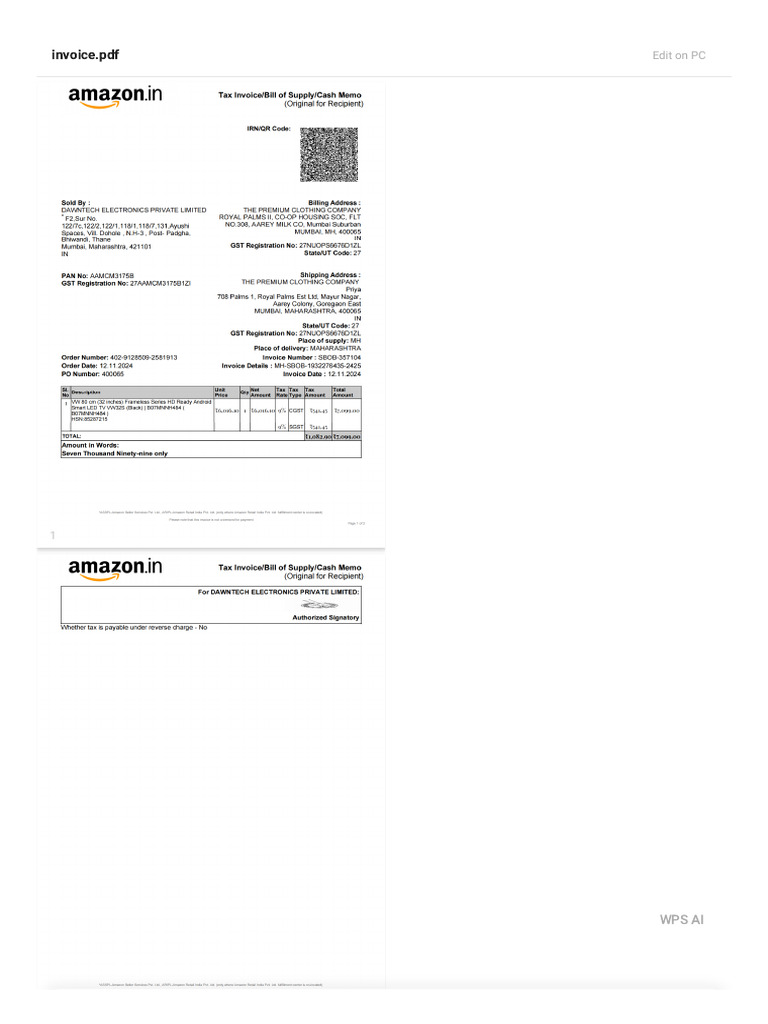 VW Invoice | PDF