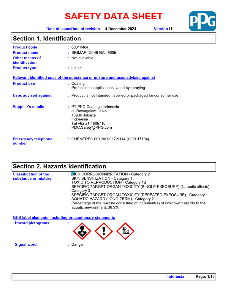 msds black | PDF | Dangerous Goods