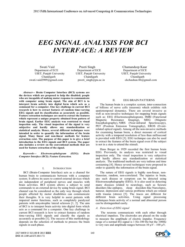 2015-Eeg Signal Analysis For Bci | PDF | Electroencephalography ...