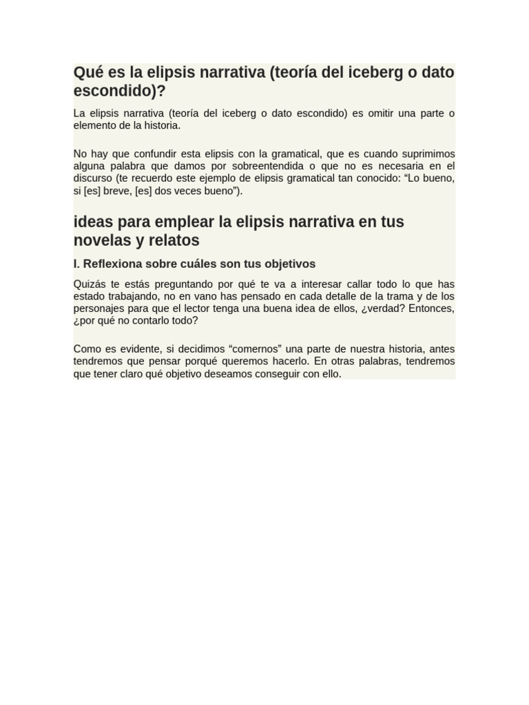 Qué Es La Elipsis Narrativa | PDF